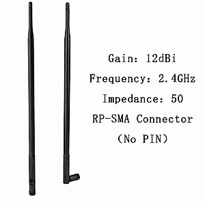 Superbat High Gain WiFi Antenna 8dbi 2.4GHz 5.8GHz Antenna with RP-SMA Connector for PCI-E WiFi Network Card Wireless Network Router Extender etc. 2-Pack