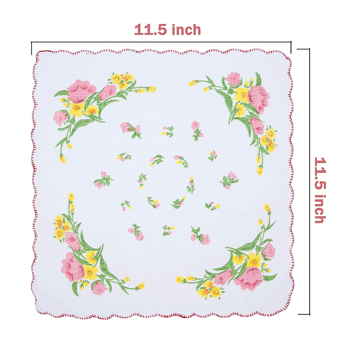 45 Pieces Vintage Floral Print Handkerchiefs Women Soft Hankies Ladies Hankies