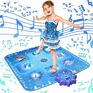 GirlsHome Dance Mat - Frozen Toys Touch Sensitive Light Up LED Kids Musical Mat, Christmas & Birthday Gift for Girls 3-12 -Snow Mat