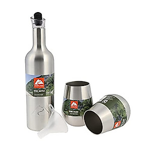 S.S. TUMBLER Wine Bottle and Glasses Set, Double wall vacuum insulated, Stainless Steel Double Wall 25 oz Bottle & 2-14 oz Wine Glass Cups for Home, Parties, Travel