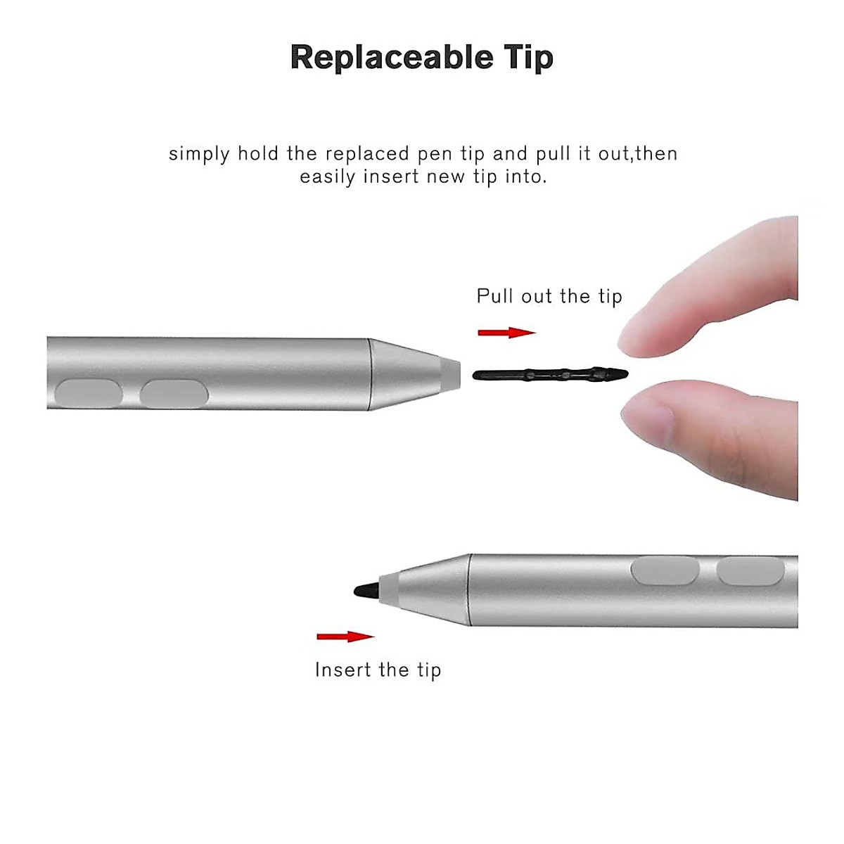 Pen for Surface, 1024 Pressure, Eraser & Right-Click, Palm Rejection,2500 Working Hours for Surface Pro 11/10/9/8/7/6/5/4/3/X, Surface Go/Book 4/3/2/1, Surface Laptop Studio 6/5/4/3/2/1