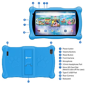 Contixo Kids Tablet V10, 7-Inch HD for Ages 3-7 - Toddler Tablet with Camera, Parental Control, 32GB Storage, WiFi, 50+ Disney Storybooks & Stickers, Kid-Proof Case & Stylus - Blue