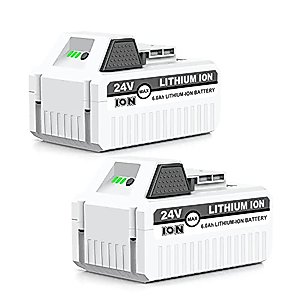 Moccdor 2 Packs 6.0Ah 24V Replacement Lithium-ion Battery for Snow Joe + Sun Joe 24V iON+ System, Compatible with Snow Joe 24VBAT-LTX 24VBAT-LTW 24VBAT-LTE 24VBAT 24V-X2-SB18 24VBAT-XR and More