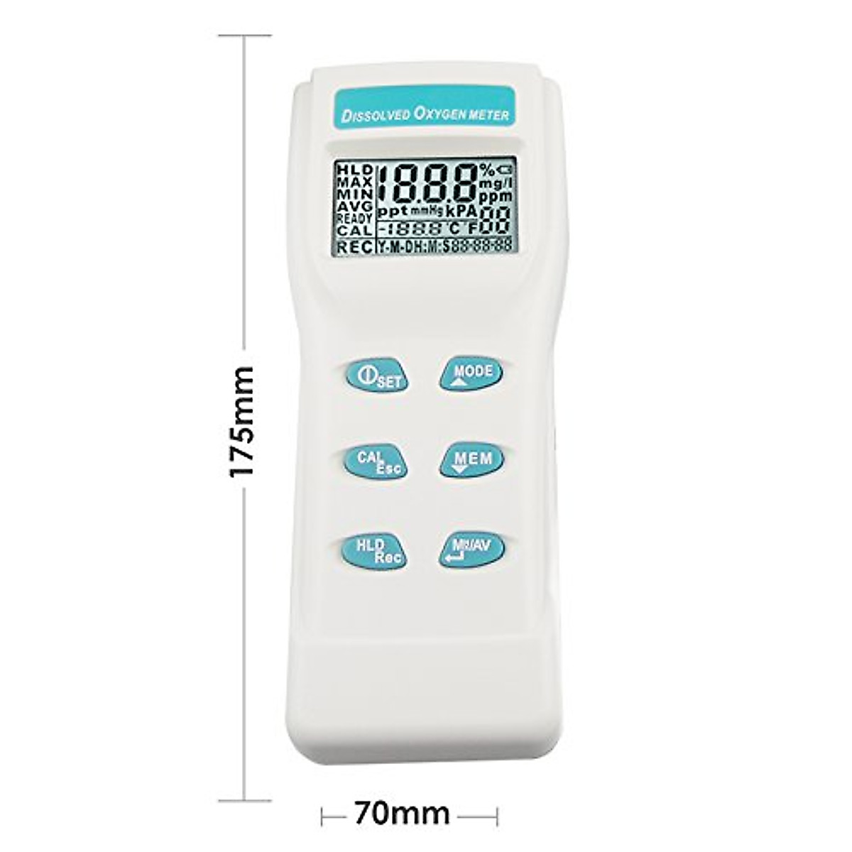 Gain Express Dissolved Oxygen Meter with Electrode Portable DO Meter Water Quality Tester with Large LCD Display ATC 99 Memory Function