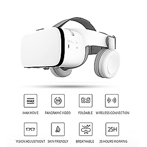 VR Headset, Virtual Reality Headset w/Controller & Headphones for Kid Adult Play 3D Game Movie, Universal VR Set Glasses Goggle Bundle for PC Android Phone for iPhone 13 12 11 Pro X S R Max Samsung