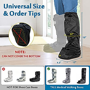Walking Boot Cover Orthopedic Medical Air Walker Boot Foot Cast Cover for Ankle Fracture Rain Winter Snow Boot Covers Women Men Waterproof Tall Boot Protector Reusable Accessories (Black)
