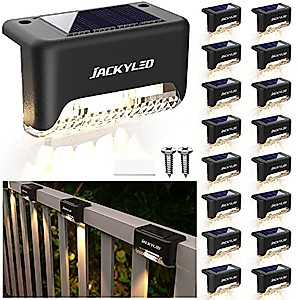 JACKYLED Solar Deck Lights Outdoor 16 Pack, Solar Step Lights Waterproof LED Solar Powered Outdoor Lights for Deck Stair Fence Railing Wall Garden Backyard