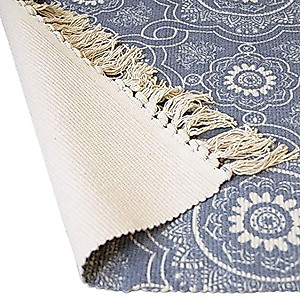 Hedume 2 Pack Cotton Area Rug, Machine Washable Printed Tassels Throw Rugs for Kitchen, Living Room, Bedroom Bathroom, Laundry Room, 2 x 3 Feet, 2 x 4.2 Feet