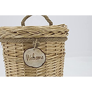 Woven Wicker Hanging Basket Door Hanging Basket Wall Decorations for Home Garden Farmhouse (original)