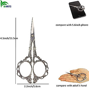 BIHRTC Vintage European Style Plum Blossom Scissors for Embroidery, Sewing, Craft, Art Work & Everyday Use (Silver)