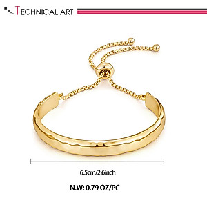 LILIE&WHITE Hammered Gold Bangle Bracelet For Women Adjustable Gold Cuff Bangles With Slide Buckles Gold Costume Jewelry Boho Bangle Bracelets