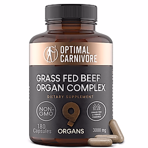 Optimal Carnivore Beef Organ Supplement, Grass Fed Beef Organs for Men & Women, 9 Organ Complex, Organ Meat - Beef Liver, Brain, Thymus, Lung, Gallbladder