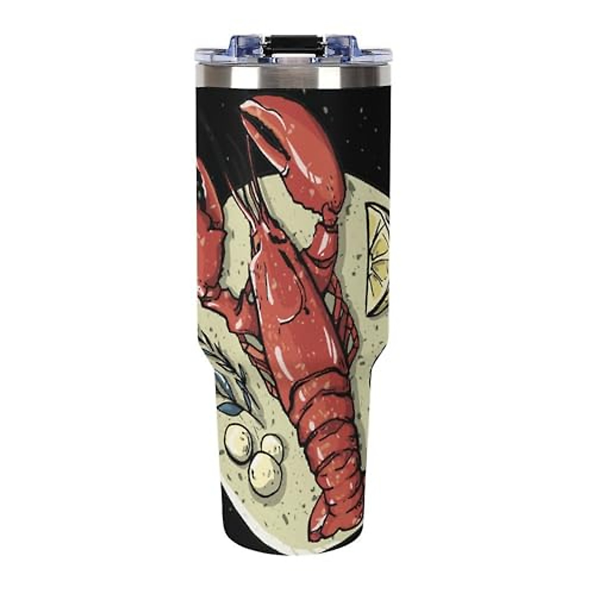 Red Lobster 40oz Water Bottle Double Wall Insulated Tumbler with Handle Leakproof Travel Mug Light Rose Red-style