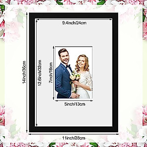 2 Pack 14 x 14 Inch Wedding Signature Picture Frame Displays 5x7 Photo with 2 Pcs Signature Pen for Wedding, Celebrations and Graduation, Black Wood Frame for Wall Hanging (11 x 14 Inch)