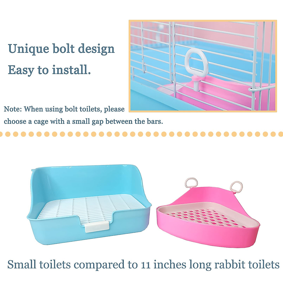 Hamiledyi Guinea Pig Potty Trainer Corner, Small Animals Triangle Plastic Litter Box, Bedding Litter Box Pee Pan Tray Toilet for Hamster Gerbil Bunny Ferret Chinchilla Hedgehog (Pink)
