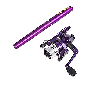 unband Pen Appearance Fishing Rod Portable Rotating Wheel Fishing Rod 1 Piece Winter Outdoor Fishing Rod Fishing Accessories,White (Color : Purple)