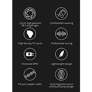 Kinboofi KBEAR KS1 in Ear Monitors, 1DD HiFi Earphones, Noise Canceling Earbuds Headphone Dynamic Headset with Detachable 2 Pin Cable (Black No Mic)