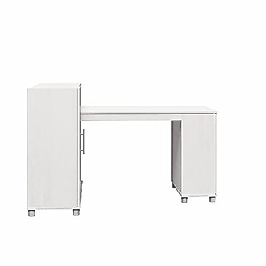 SystemBuild Evolution Camberly Hobby & Craft Desk w/Storage Cabinet in Ivory Oak