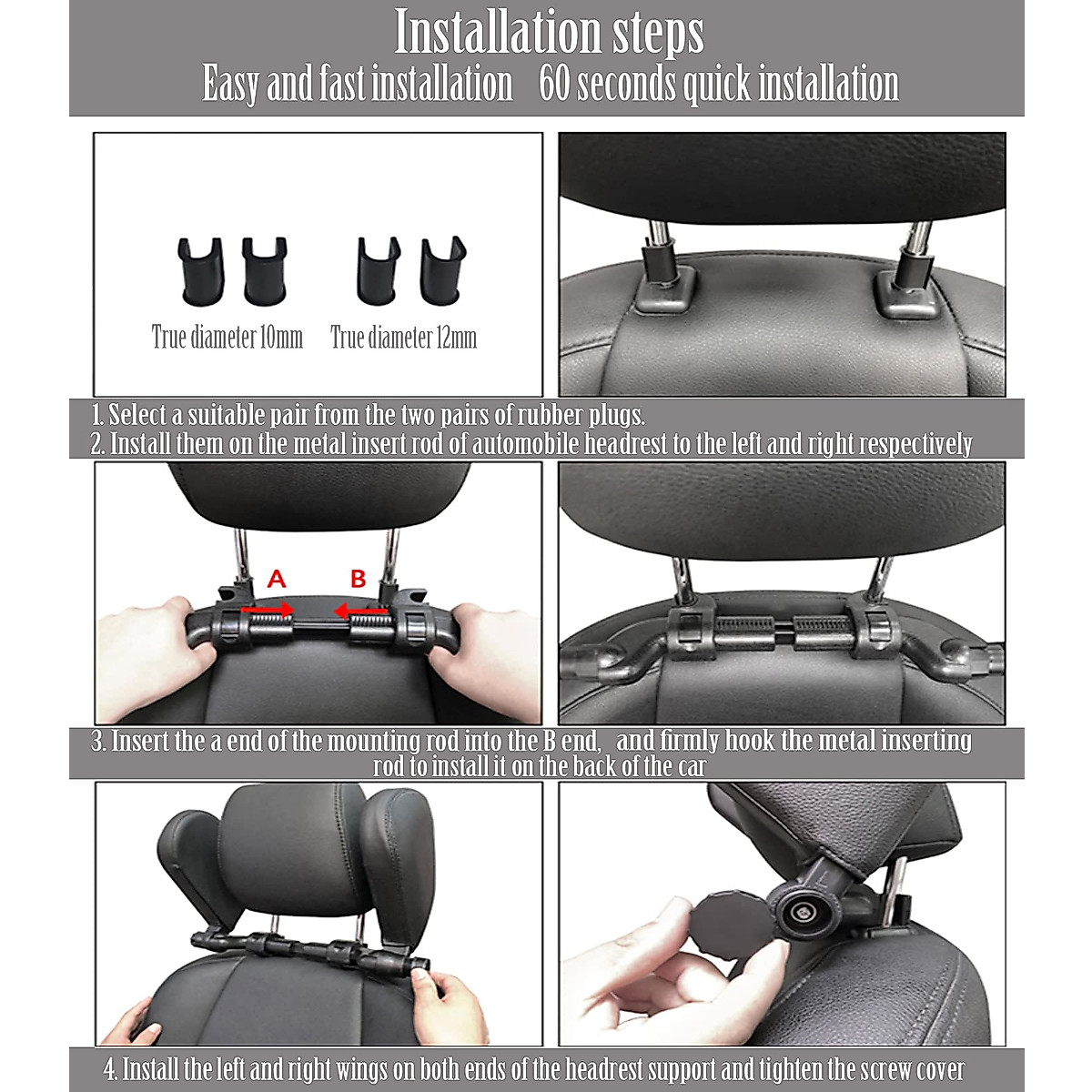 2022 Car Seat Headrest Pillow,car headrest Pillow,car seat Head Support Infant,Premium Seat Head Pillow,Grey Pillow,360 Degree Adjustable,for Children and Adults (-Grey)