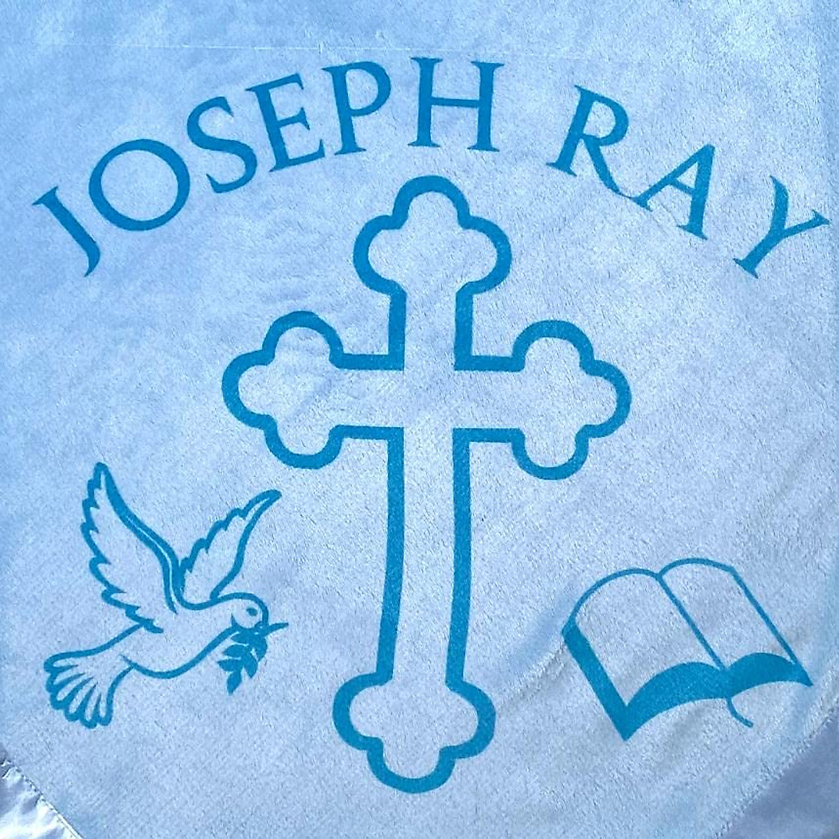 Custom Catch Personalized Baptism Baby Blanket Gift - Boy Name for Christening (Blue, 1 Text Line)