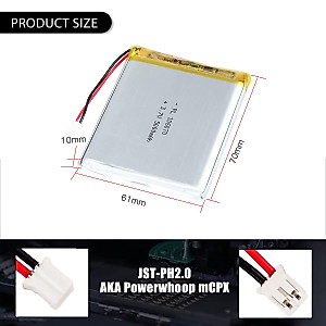 AKZYTUE 3.7V 5000mAh 106070 Lipo battery Rechargeable Lithium Polymer ion Battery Pack with PH2.0mm JST Connector