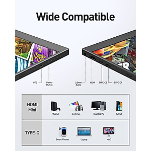 CNBANAN 144Hz Portable Gaming Monitor 17.3" for Laptop FreeSync 1080P HDR IPS USB-C Laptop Monitor VESA Ultra-Slim Dual Speakers Travel Monitor for Laptop Mac Phone Xbox Game Monitor