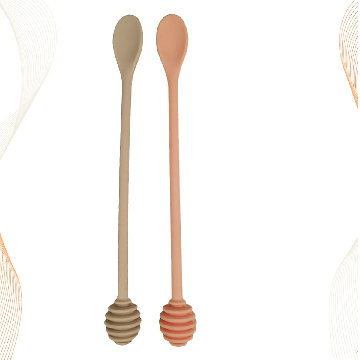 2PCS Silicone Syrup Dipper Honey Dipper Stick: Long Handle Syrup Dipper Stick Honey Mixing Stirrer Spoon Silicone Mixing Spoon for Coffee Tea Honey (Random Color)