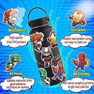 Superhero Stickers for Water Bottles Waterproof,100pcs Laptop Stickers for Boys Kids Teens Adults,Vinyl Bumper Stickers for Skateboard Luggage Guitar Motor Bike Car Decal Cool Party Favors