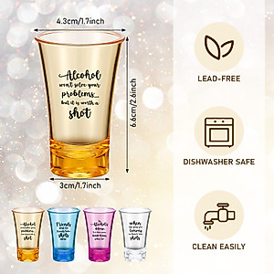 Zeyune 1.2oz Colorful Shot Glasses Acrylic Unbreakable Party Shot Glasses Compatible with 6 Shot Glass Dispenser and Holder(Clear, Yellow, Blue, Purple, 24 Pcs)