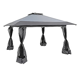 COBANA 13’x13’ Pop Up Gazebo, Outdoor Canopy Tent Shade with Metal Frame Mosquito Netting for Patio, Garden, Lawn, Backyard, Gray