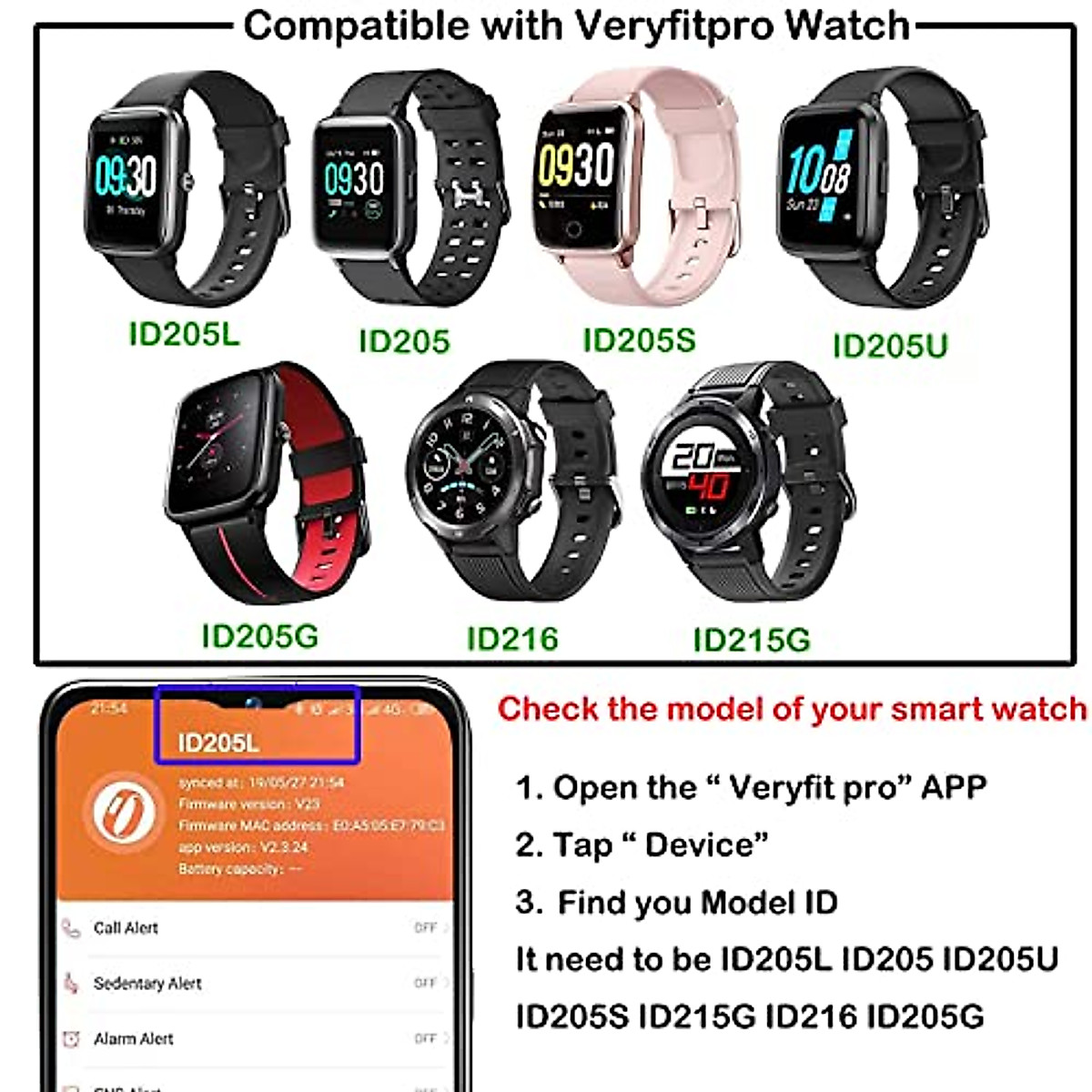 ViCRiOR Bands Compatible with 19mm ID205L Veryfitpro SmartWatch Stainless Steel + Mesh Strap Bracelet Replacement Band for ID205L, ID205G ID205 ID205U ID205S, Rose Gold