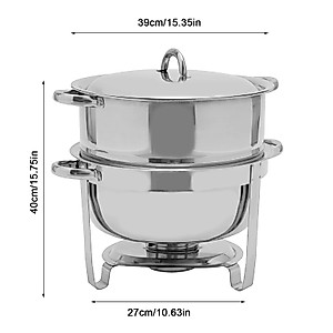 14 Qt. Soup Chafer, Soup Warmer Catering Supplies Food Warmer, 201 Stainless Steel Chafing Dish Buffet Set with Fuel Holder, Round Food Warming Tray for Event Party Holiday Dinners (Silver)