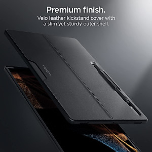 Spigen Thin Fit Pro Designed for Galaxy Tab S8 Ultra 14.6 Inch Case with S Pen Holder, Heavy Duty Protective Stand Cover 2022 (Keyboard Not Included) - Black