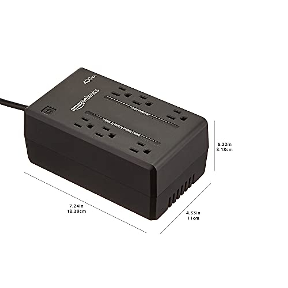 Amazon Basics Standby UPS 400VA 255W Surge Protector Battery Power Backup, 6 Outlets - Black