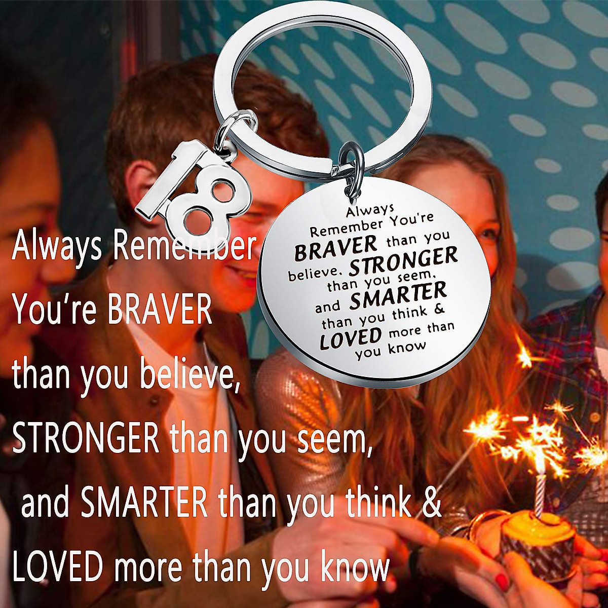 FUSTMW Happy Birthday Keychain Gift 15th 16th 18th 21st 30th 40th Charms Key Ring Best Friends Family Jewelry (18 Birthday Keychain)