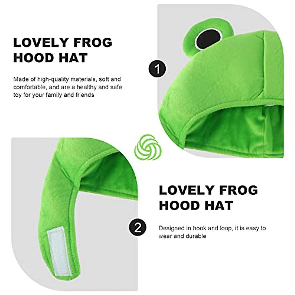 PartyKindom Cute Green Plush Frog Hat Cap Winter Scarf Headband Cartoon Headgear Frog Ears Ski Hat Multicolored Fisherman Packable Sun Hat for Halloween Party Dress up Cosplay Costume