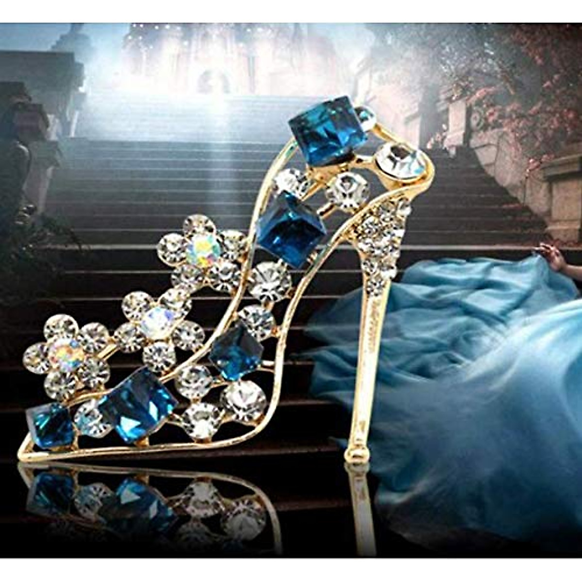 Shuiniba High Heels Shoes Shape Brooch Pin for Women Brides Created Brooch Size 4.2×3.9cm