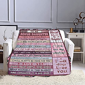 Cogobiti Bonus Daughter Gifts from Stepmom Bonus Mom Mother in Law Stepdad Throw Blankets Bonus Daughter Birthday Graduation for Stepdaughter Blanket 50"x60"