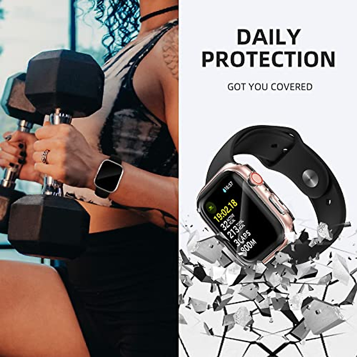 OXWALLEN Waterproof Case fit for Apple Watch Series 8/7 45mm with Bulit-in 9H Tempered Glass Screen Protector, Rugged Protective [Anti-Fog ] [Full Coverage] [Touch Sensitive] Case for iWatch, Clear