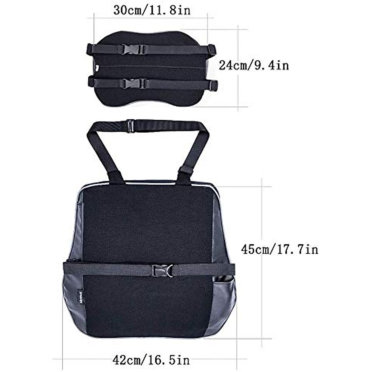 Odekai Lumbar Support Pillow, Memory Foam Back Cushion Pillow for Office Chair, Car, Wheelchair,Ergonomic Orthopedic Backrest with Adjustable Strap & airbag - Washable Cover