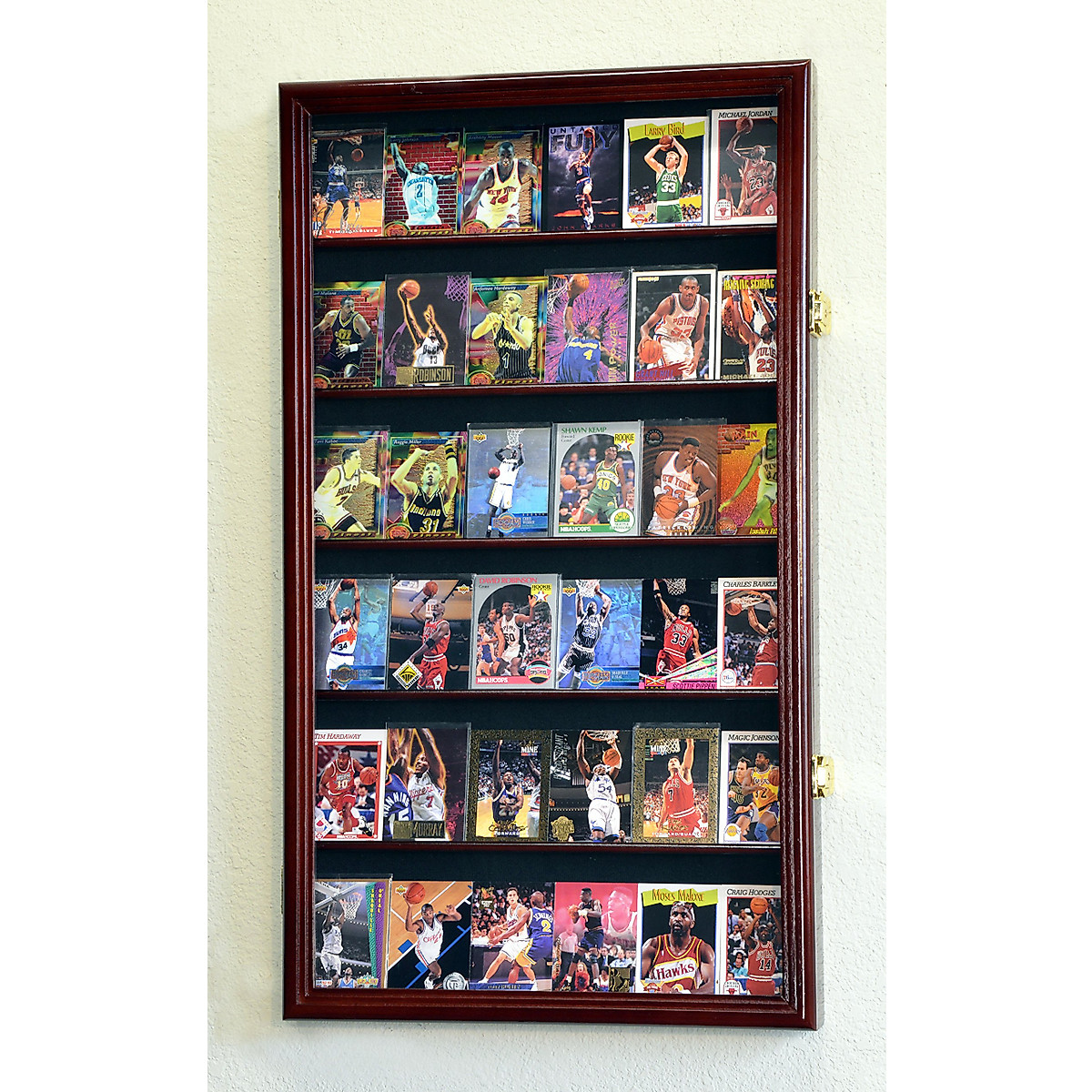 Large Sport / Collectible Card Display Case Cabinet Holder w/ Glass Door, Cherry