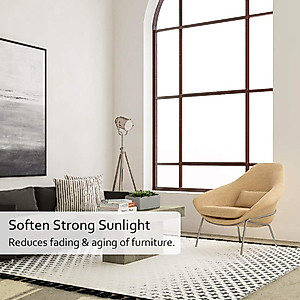 WochiTV Privacy Window Glass Film No Glue, Opaque Frosted Window Tint for Home, UV Blocking Heat Control Static Cling Non Adhesive for Bathroom Office Living Room （35.4 Inch x 13.1 Feet）