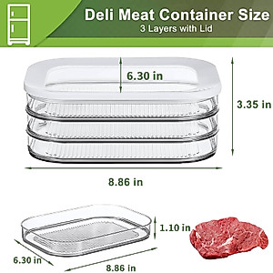 Generic Meat Container for Fridge, Lunch Meat Container, Bacon Keeper, Stackable Food Storage Boxes with Lid, Meal Prep Containers, for Cold Cuts, Salami, Deli, Lunch Meat, BPA Free, Clear