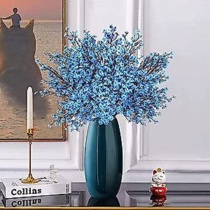 IVITA 6 Pcs Babys Breath Artificial Flowers Blue Bulk Real Touch Faux Silk Gypsophila Bouquet Fake Plastic Plants Decor for Home Wedding Bouquets Floral Arrangement Party Table Centerpieces
