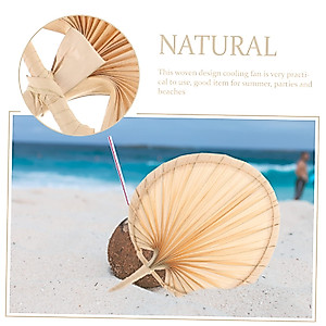 Outanaya Manual Handmade Fan Lightweight Palm Leaf Summer Accessory Handheld Old Fashioned Straw Fan for Wedding
