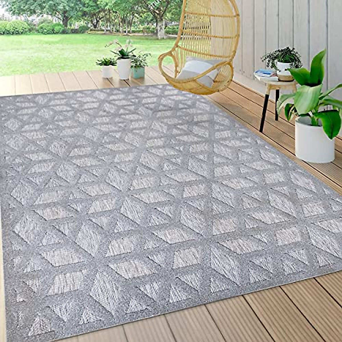 JONATHAN Y IBZ102C-8 Talaia Neutral Geometric Indoor Outdoor Area-Rug Bohemian Geometric Easy-Cleaning Bedroom Kitchen Backyard Patio Porch Non Shedding, 8 X 10, Light Gray