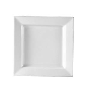 CAC China PNS-8 Princesquare 8-Inch Super White Porcelain Square Plate, Box of 24