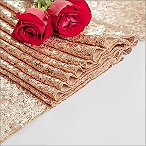 Rose Gold Glitter Sequin Table Runner 12x72 inch for Sparkling Your Party Home Table Docorations Happy Birthday Wedding Bridal Shower Baby Shower