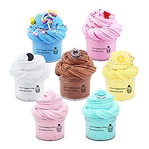 ZONEWAY 7 Pack Cake Butter Slime Kits, Soft and Non-Sticky Slime Kit Party Favors for Girls and Boys