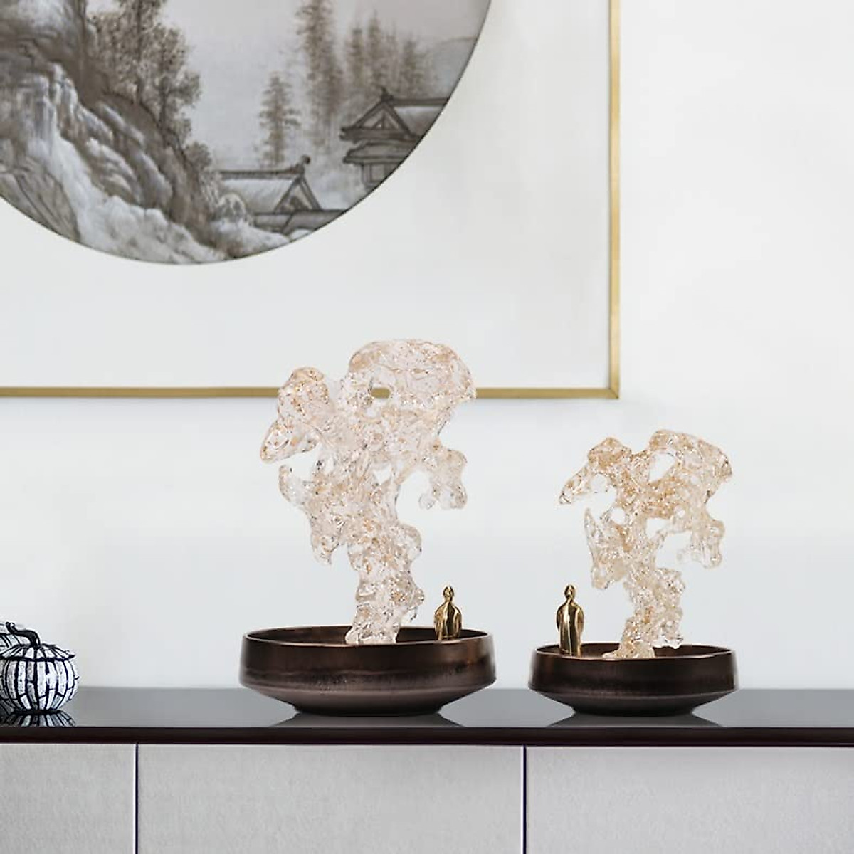 ORGJWD Resin Decorative Ornaments Model Room Sales Office Partition Cabinet Bookcase Soft Accessories